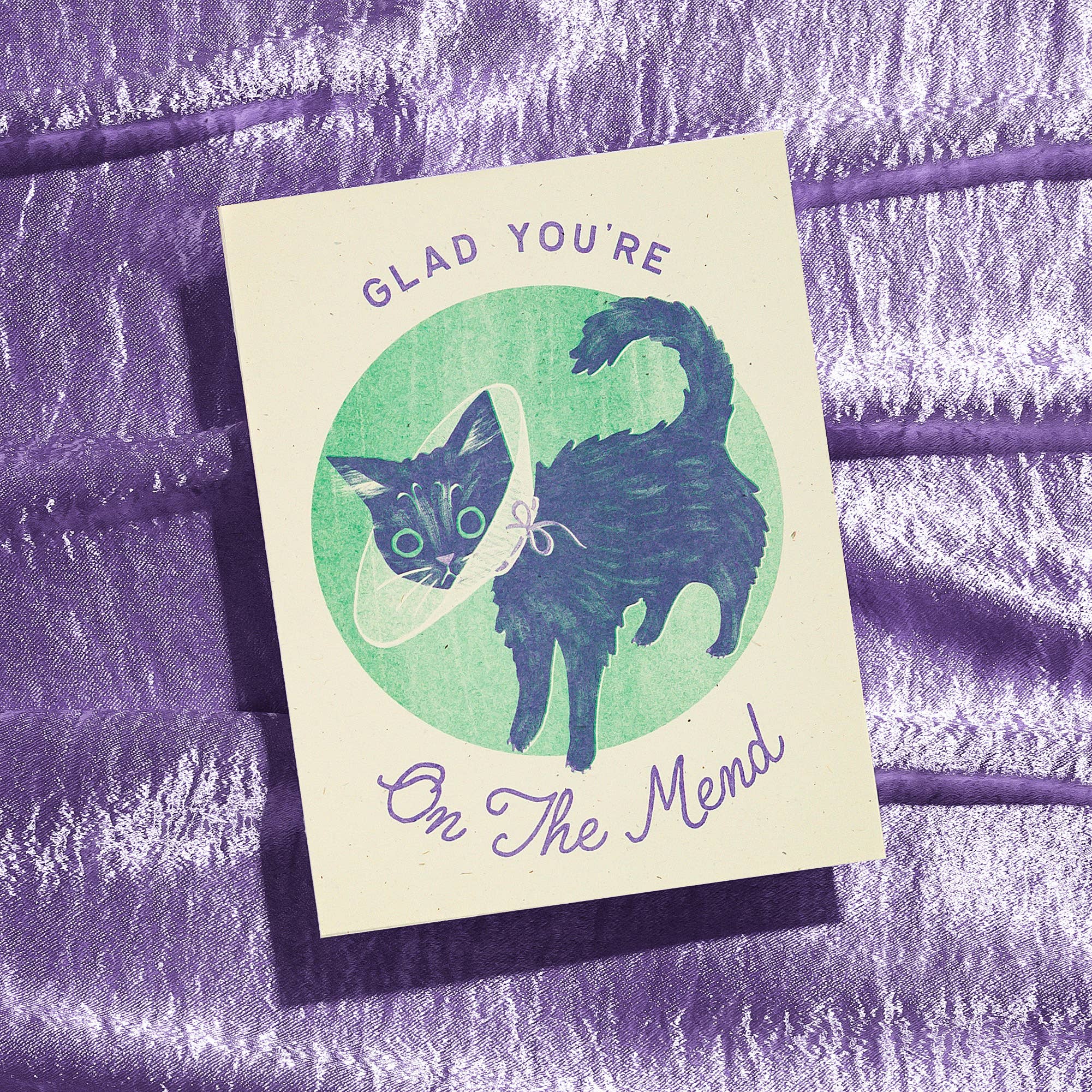 Glad You're On The Mend Cat - Risograph Get Well Card – MEW + COMPANY